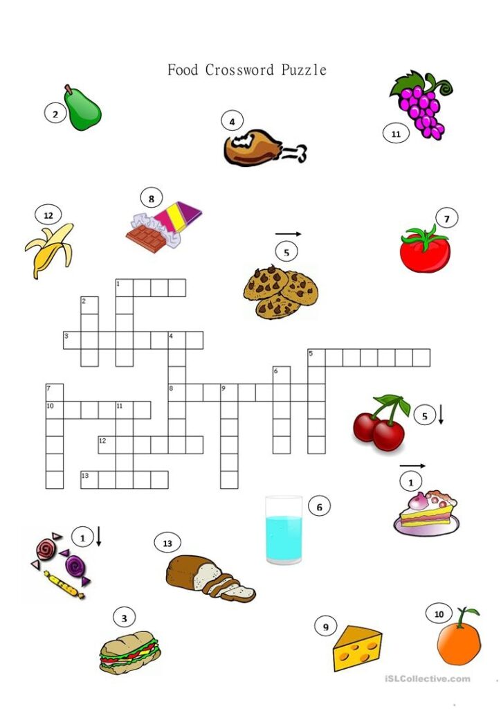 Food Crossword Puzzle Printable - Elmo Coloring Sheets