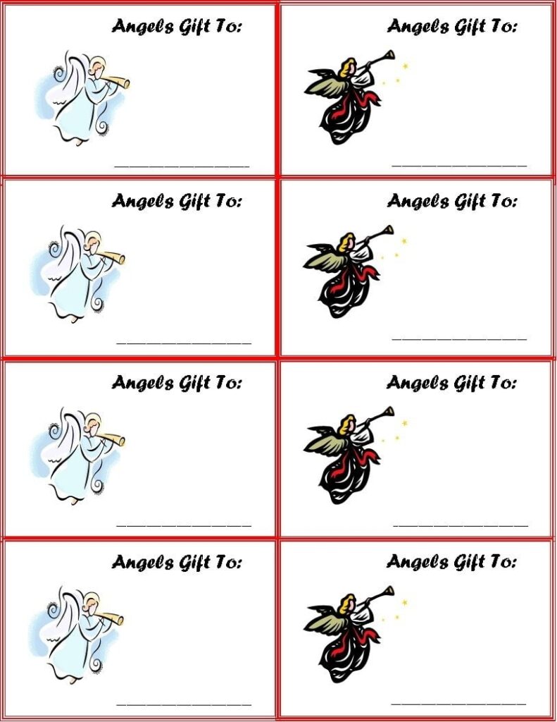 Free Printable Angel Tree Tags Template - Elmo Coloring Sheets