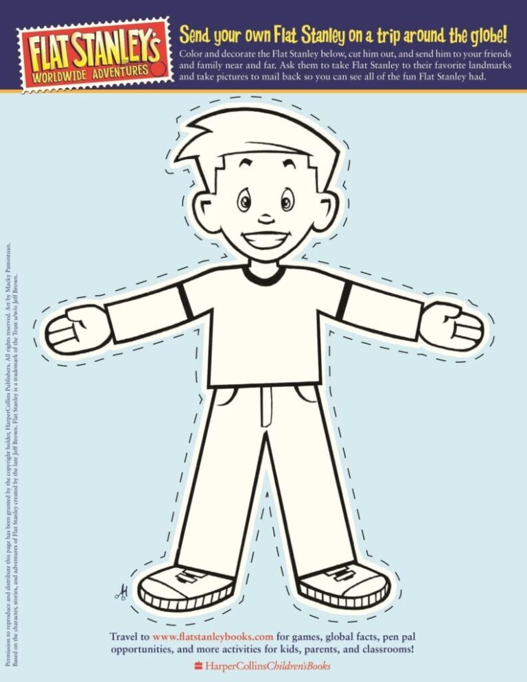 Free Printable Flat Stanley Template Pdf - Elmo Coloring Sheets