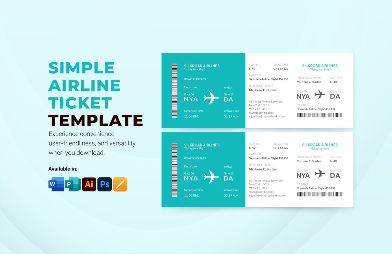 Printable Airline Ticket Template Free - Elmo Coloring Sheets