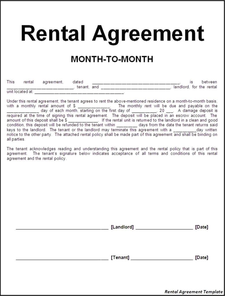 Printable Rental Agreement Template Free - Elmo Coloring Sheets